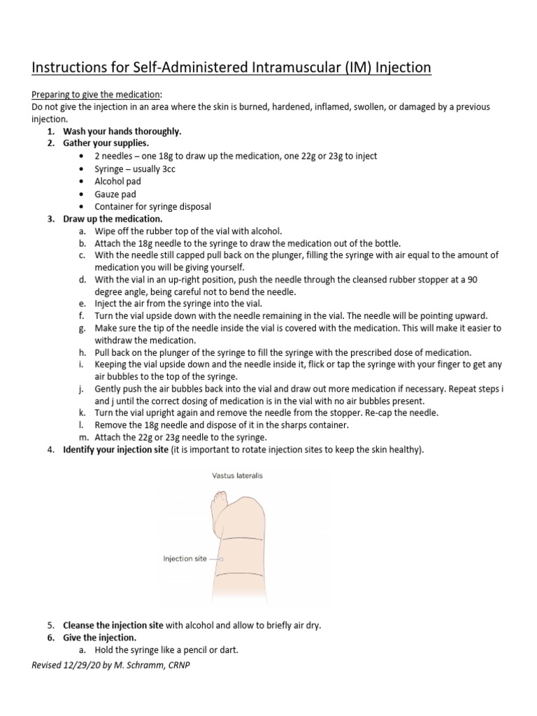 Instructions For Self Administered IM Injections 4804 - 0 | PDF ...