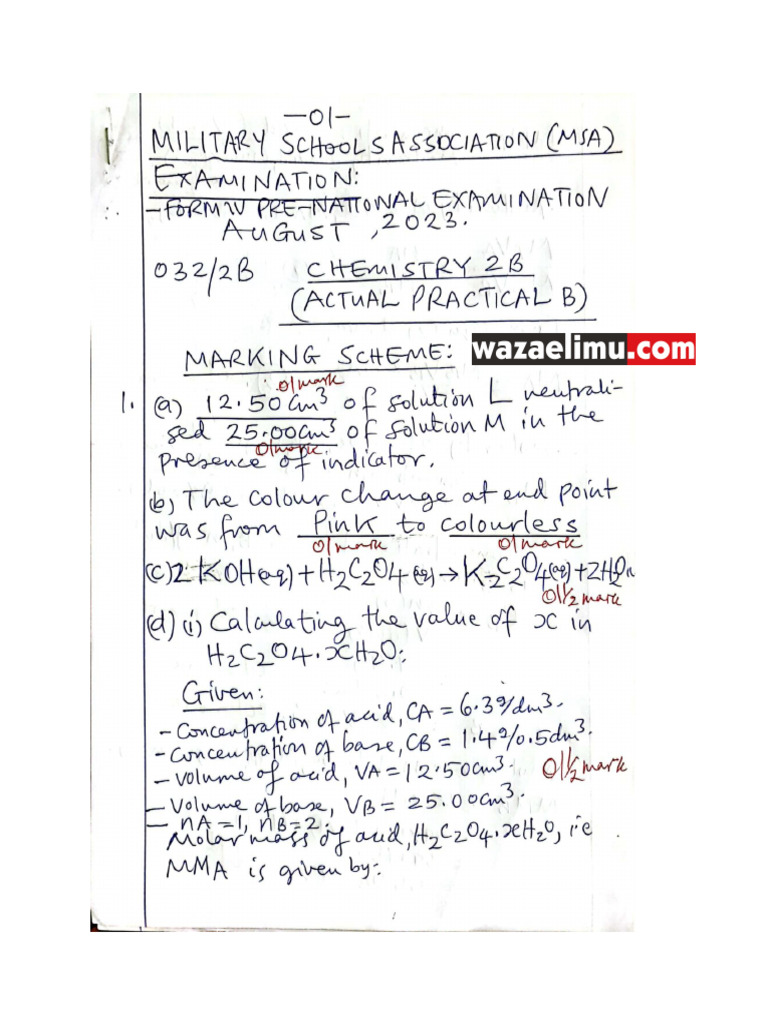 Chemistry 2b Ms - Wazaelimu - Com-1 | PDF