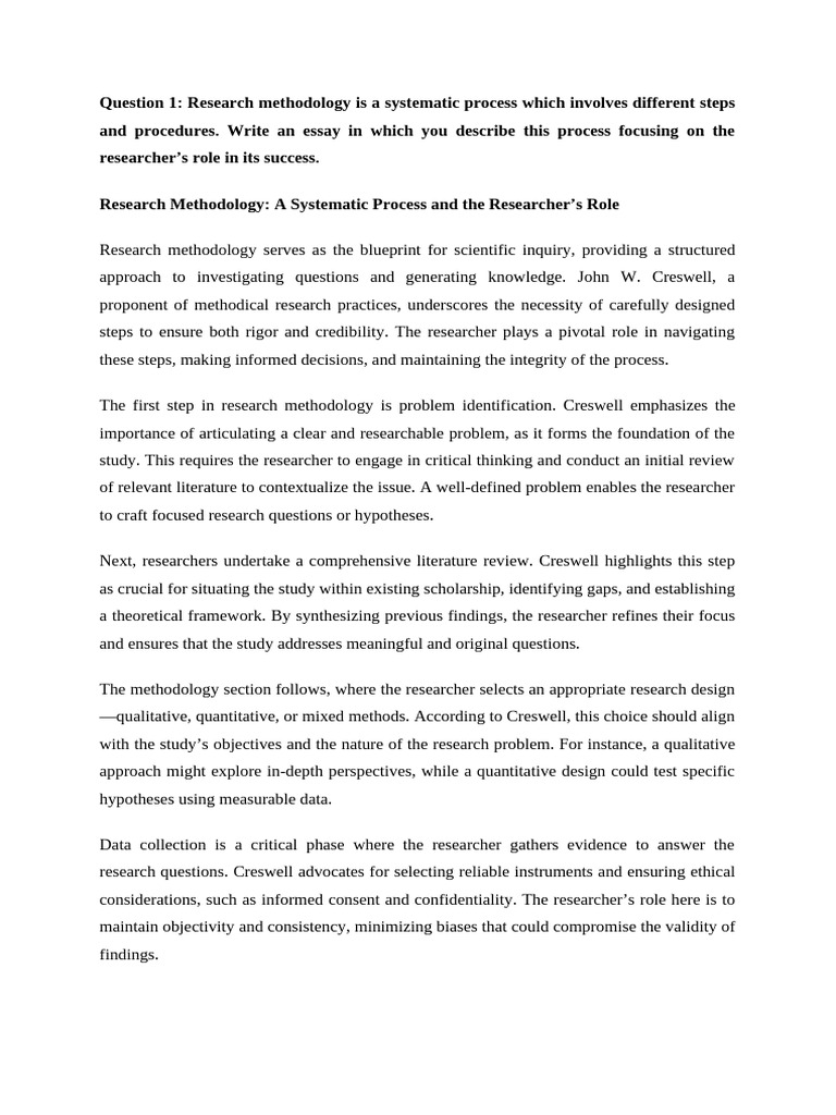 Research Methodology Essays | PDF | Methodology | Qualitative Research