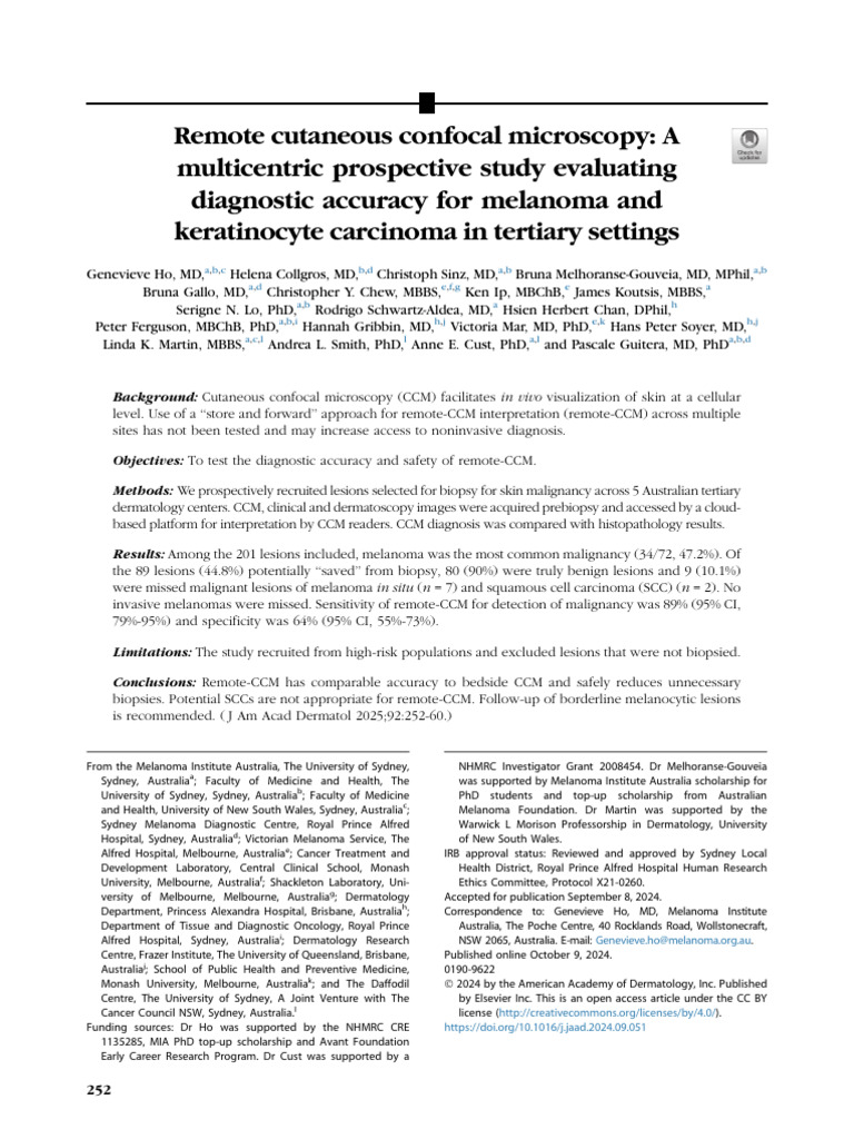 Remote Confocal Microscopy for Skin Cancer | PDF | Melanoma | Pathology