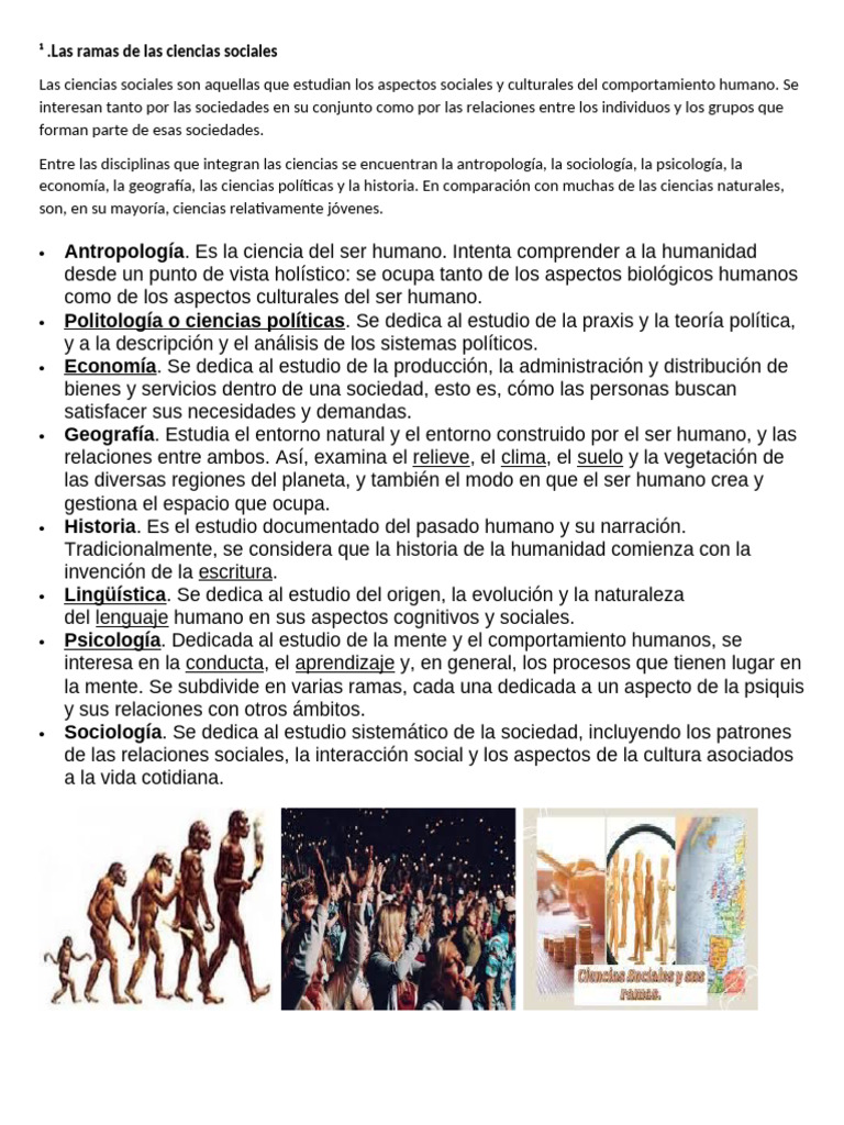 Las ramas de las ciencias sociales | PDF | Science | Sociedad