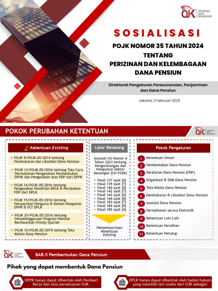 POJK 35/2024: Perizinan Dana Pensiun | PDF