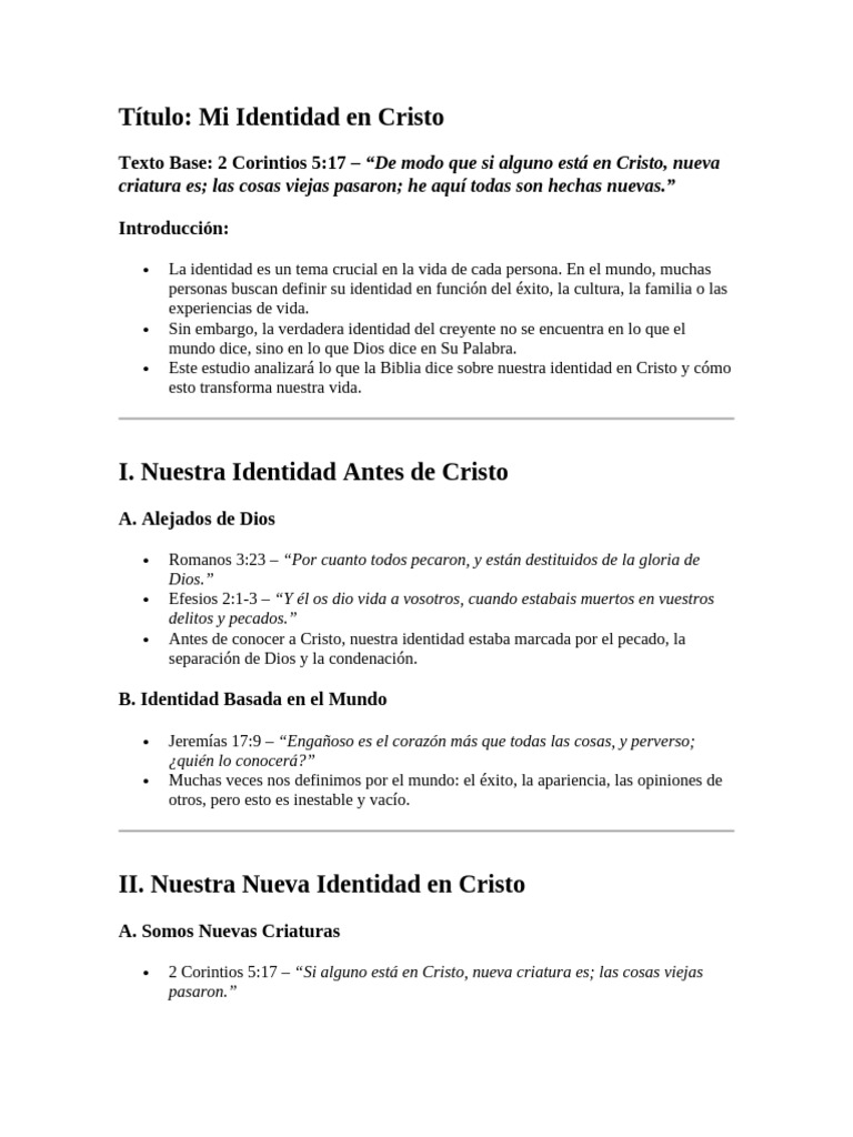 Identidad en Cristo para Jóvenes | PDF | Cristo (título) | Amor