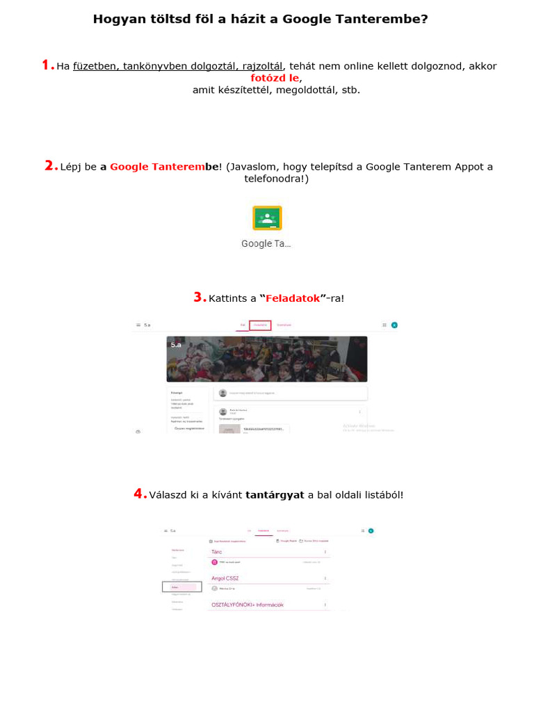 Google Tt. - Házi Feltöltése - Segédlet | PDF