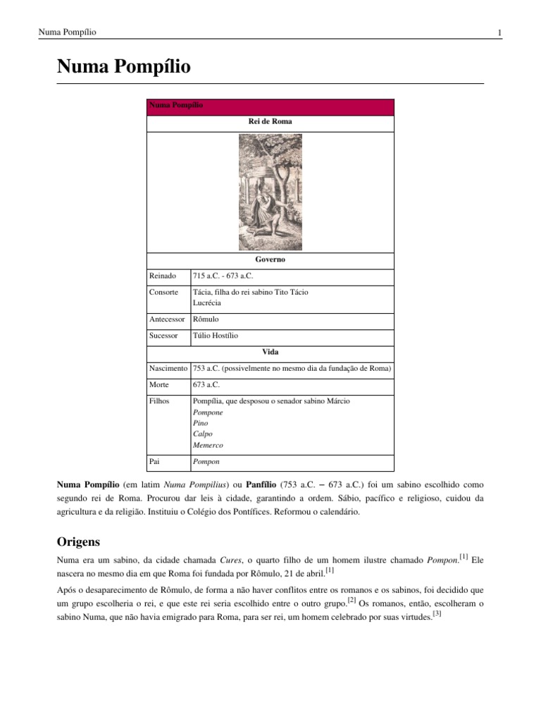 numa pompílio wiki | PDF | Mitologia italiana | Roma Antiga