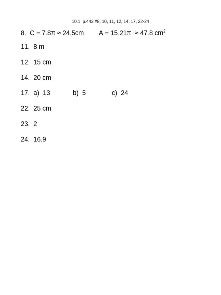 HG Chapter 10 HW Answers | PDF | Geometric Objects | Elementary Mathematics