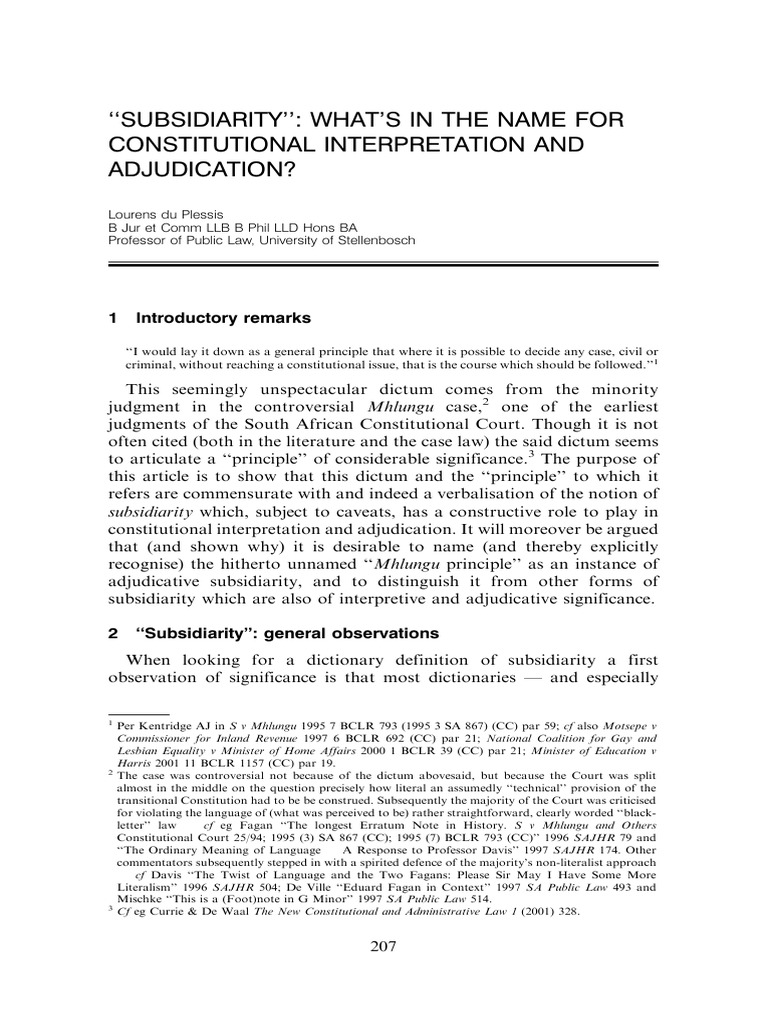 Understanding Subsidiarity in Law | PDF | Supreme Courts | Judgment (Law)