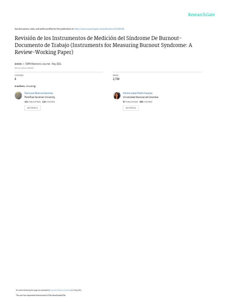Revision de Los Instrumentos de Medicion Del Sindrome de Burnout ...