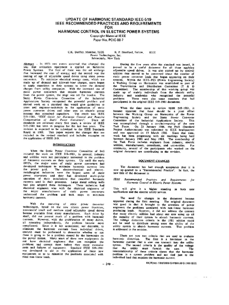 IEEE-519 IEEE Recommended Practices and Requirements For Harmonic ...