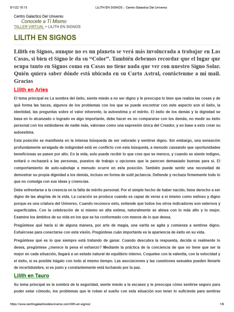 lilit en los signos | PDF | Verdad | Perfeccionismo (psicología)