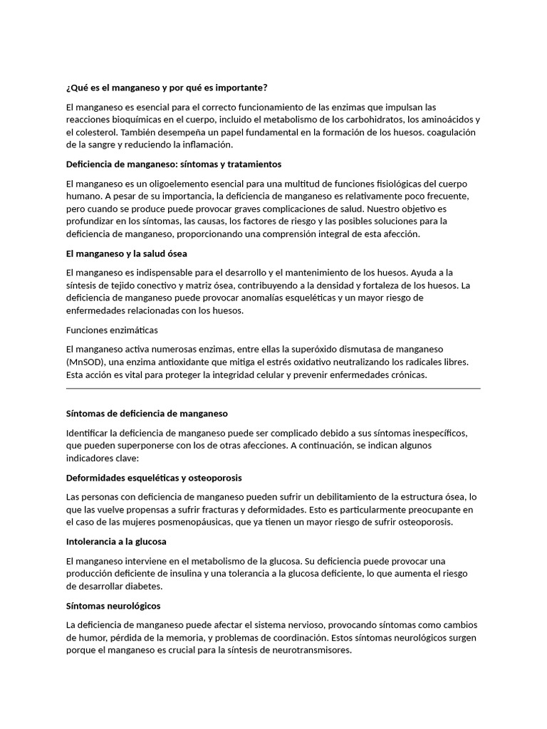 Qué Es El Manganeso y Por Qué Es Importante | PDF | Hueso | Manganeso