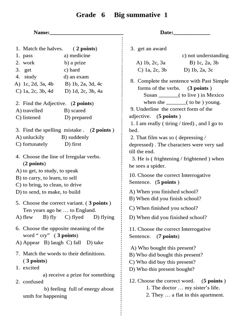 Grade 6 Big Summative 1 | PDF | Morphology | Syntax