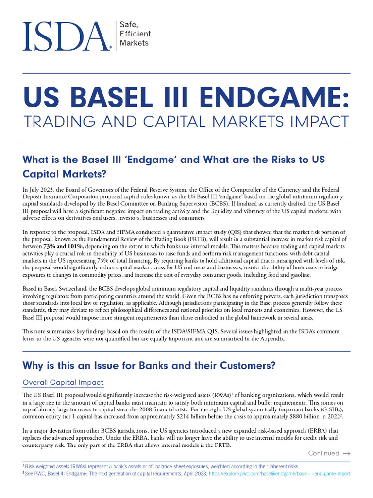 US Basel III Endgame Trading and Capital Markets Impact | PDF | Basel Iii | Derivative (Finance)