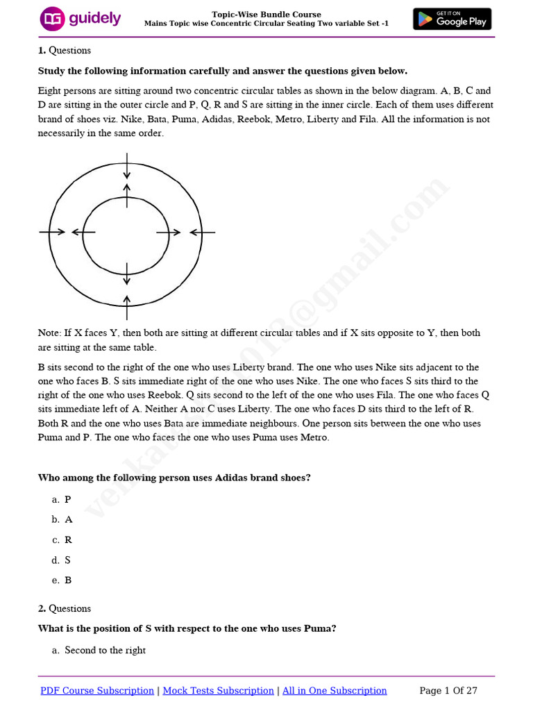 Concentric circular arrangement- two variable | PDF