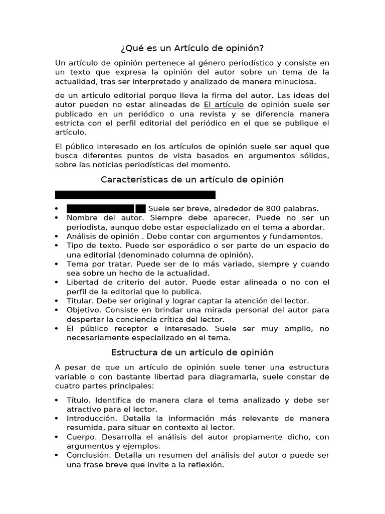 Características del Artículo de Opinión | PDF | Comunicación humana