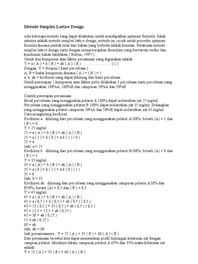 Metode Simplex Lattice Design | PDF