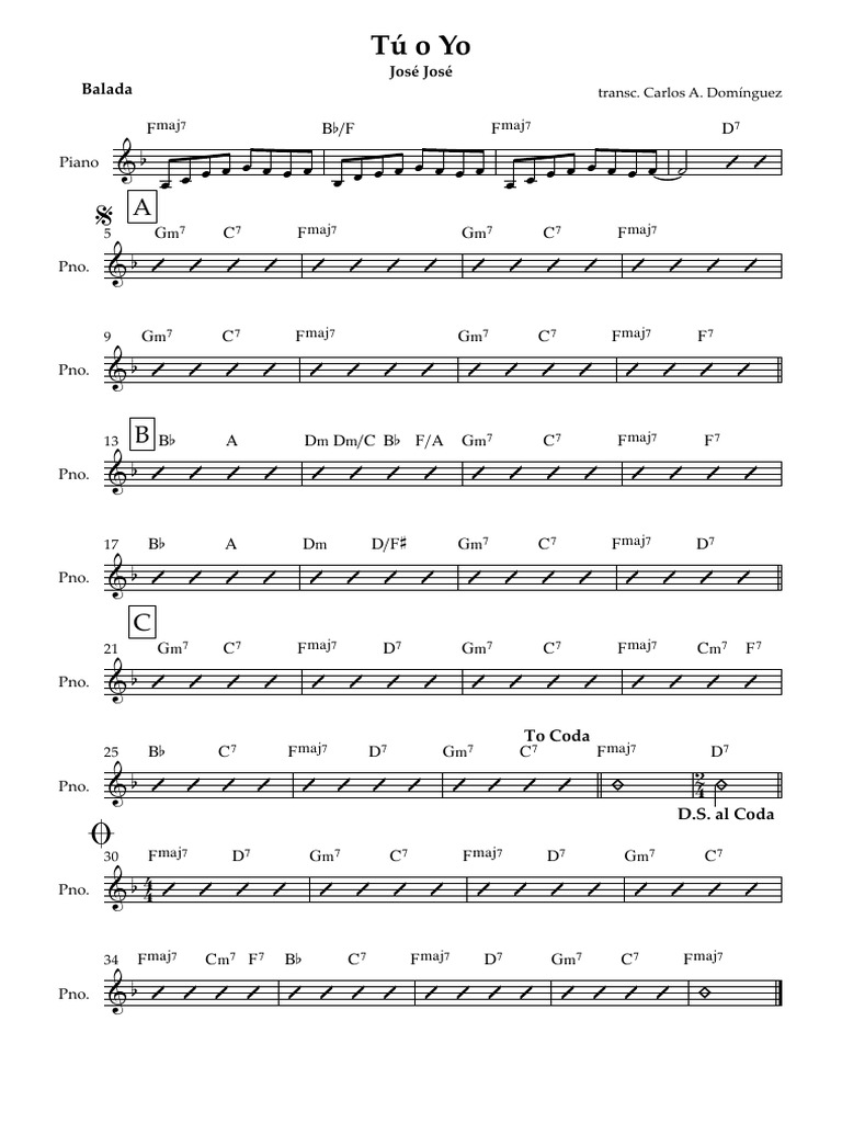 Tu o Yo - Partitura Completa | PDF