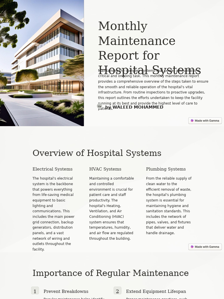 Monthly Hospital Systems Maintenance Report | PDF | Efficient Energy Use