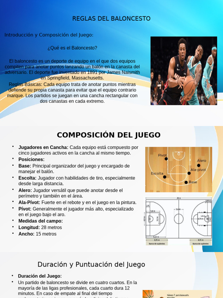 Reglas Esenciales del Baloncesto | PDF | Deportes | Deportes de equipo