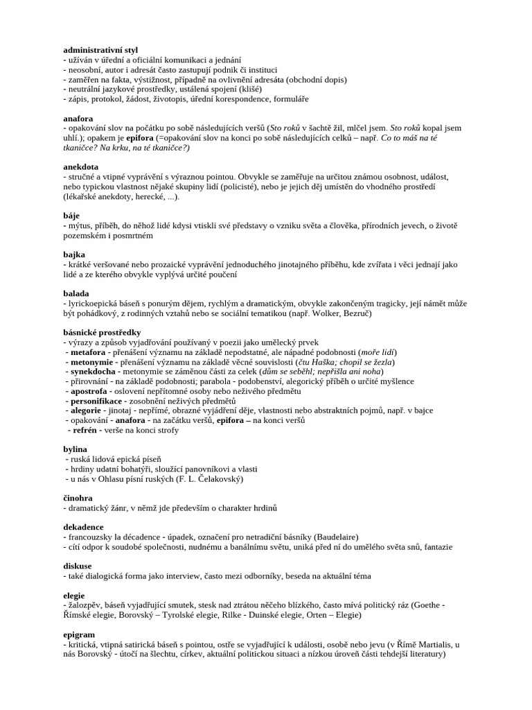 Pojmy Nejen Z Literární Teorie | PDF