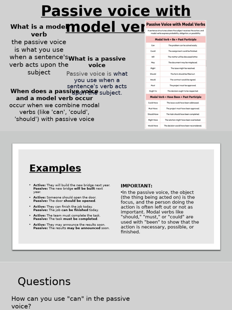 Passive Voice With Model Verbs | PDF