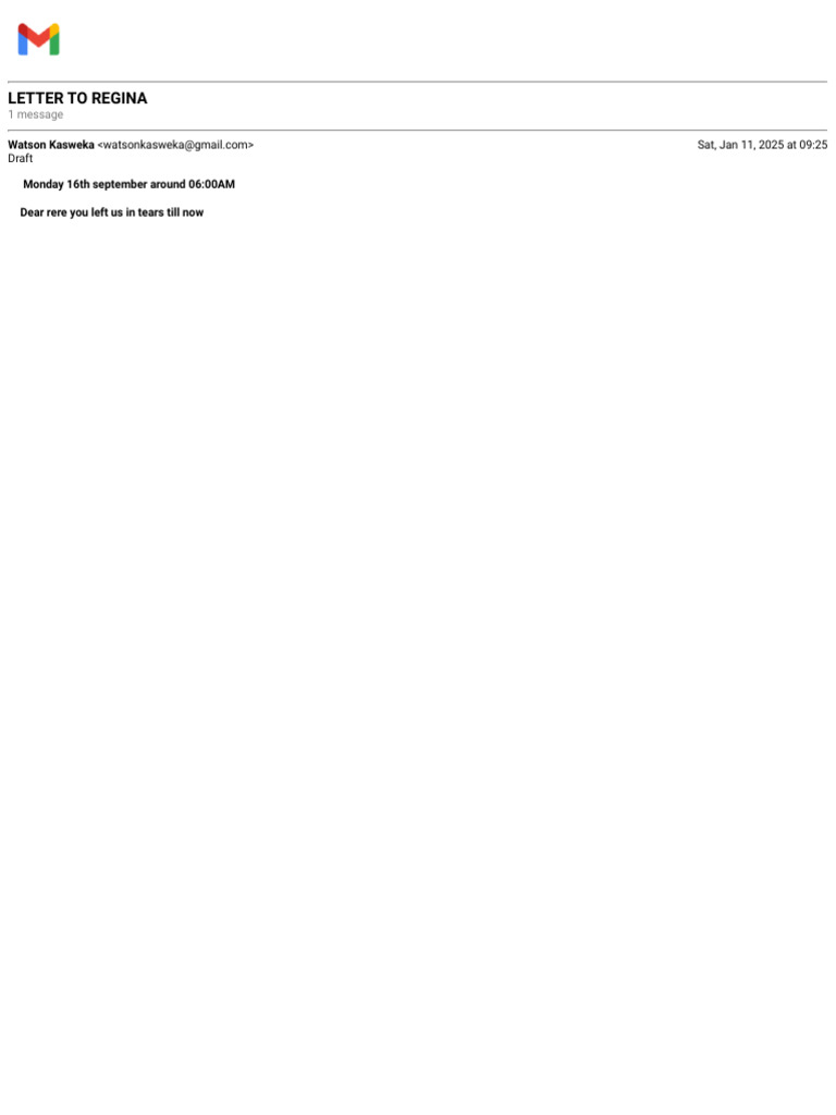 Gmail - LETTER TO REGINA | PDF