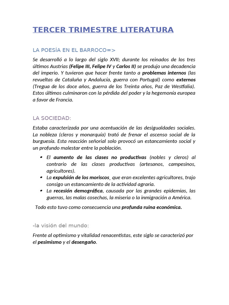 Tercer Trimestre Literatura | PDF | Poesía