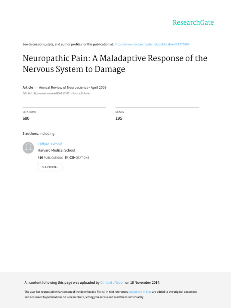 Neuropathic Pain A Maladaptive Response | PDF | Pain | Stimulus ...