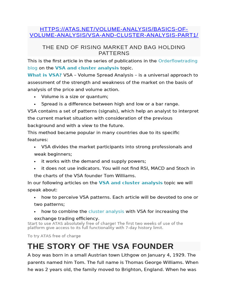 Vsa-The End of Rising Market and Bag Holding Patterns | PDF | Market ...