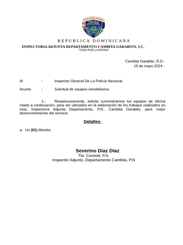 Solicitud de MONITOR | PDF