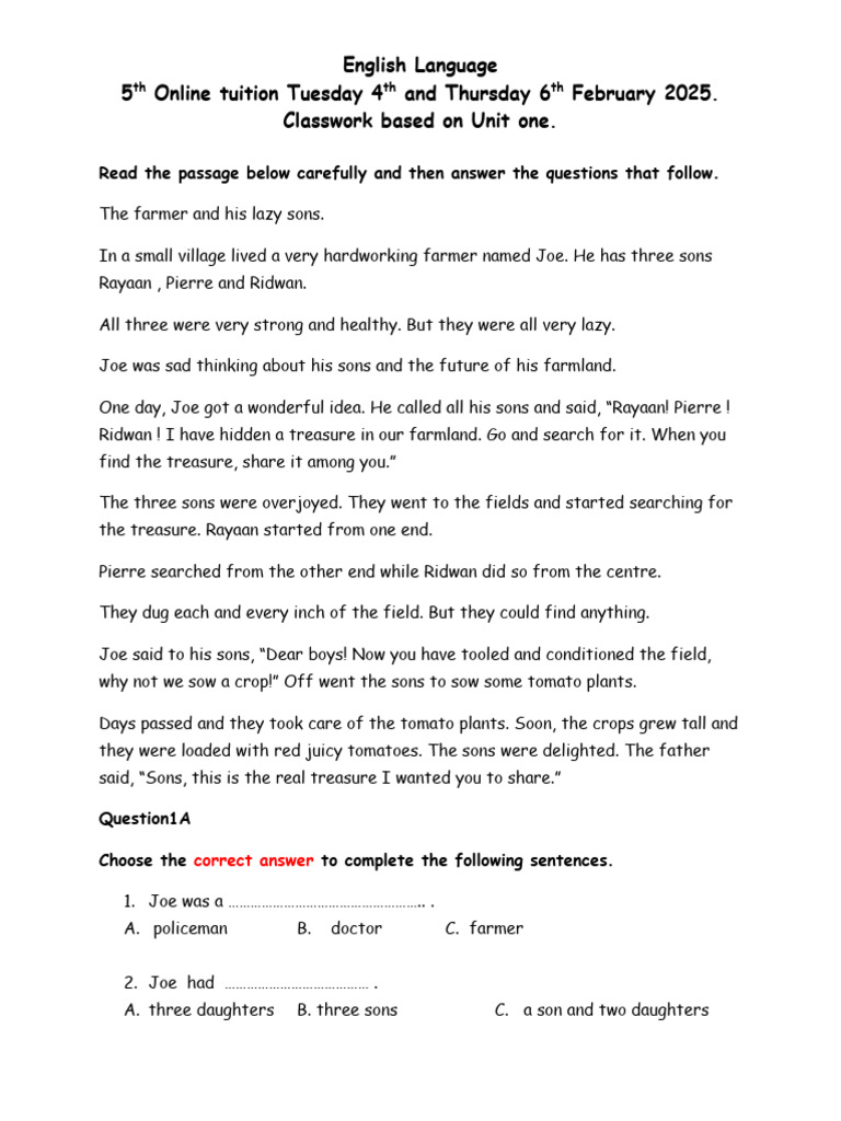 Classwork English Grade 4 | PDF | Language Mechanics | Linguistic Typology