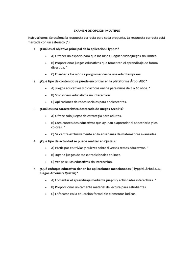 Examen de Opción Múltiple | PDF