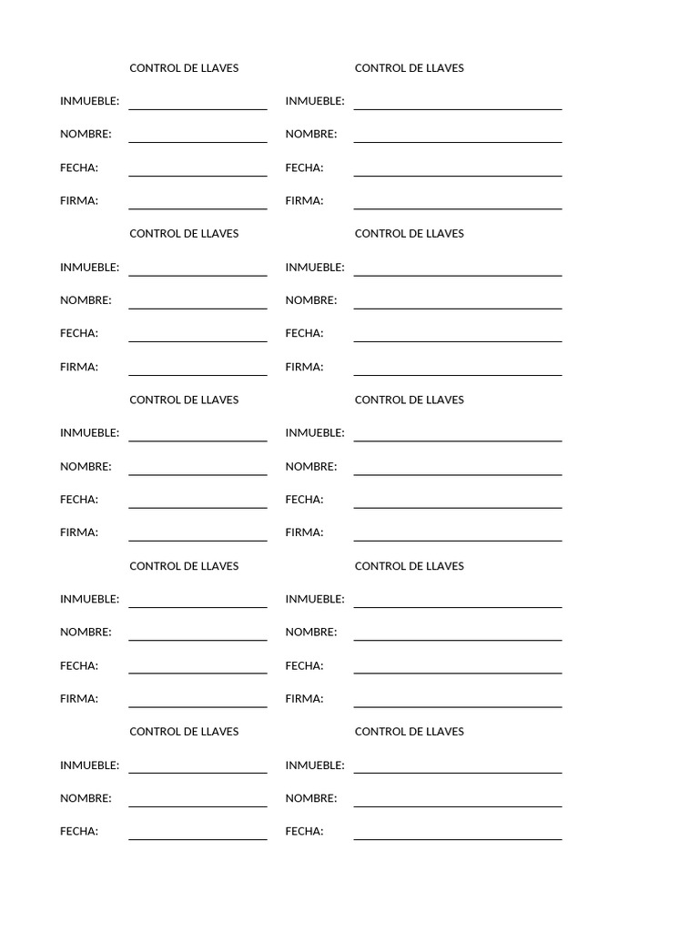 Formato de Control de Llaves | PDF