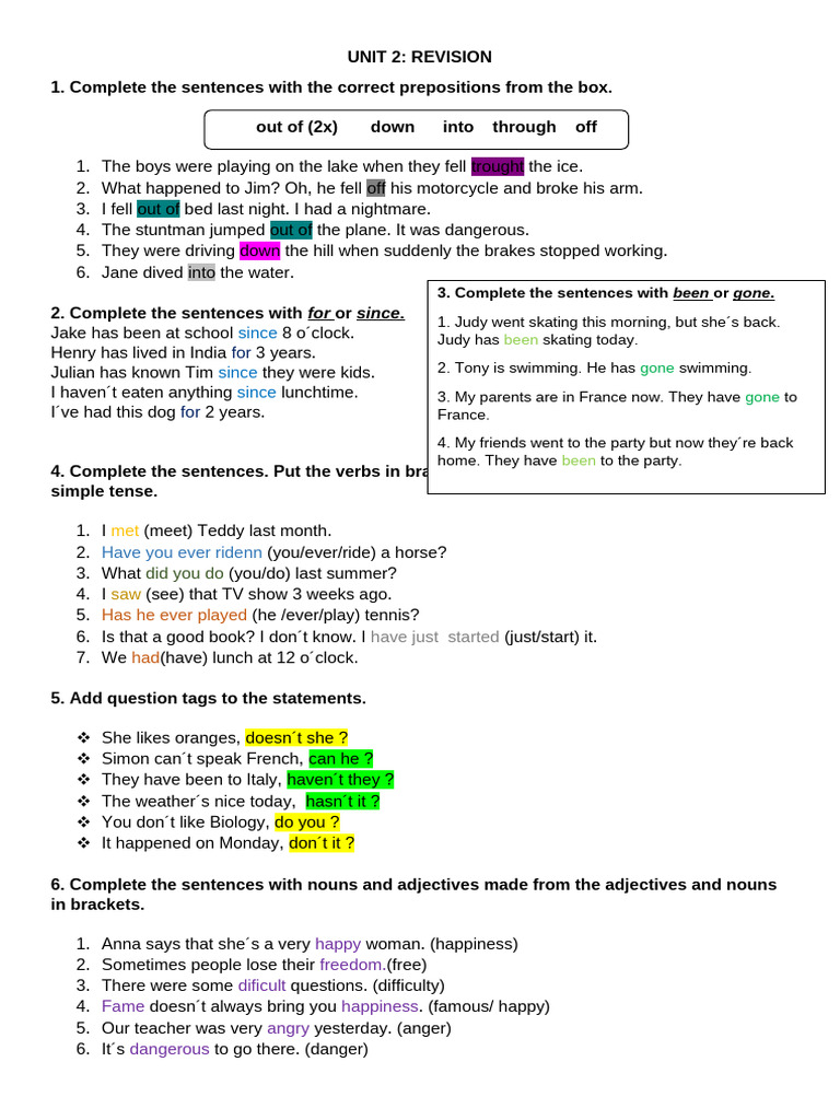 UNIT 2- revision (2) 2 | PDF | Semantic Units | Grammar