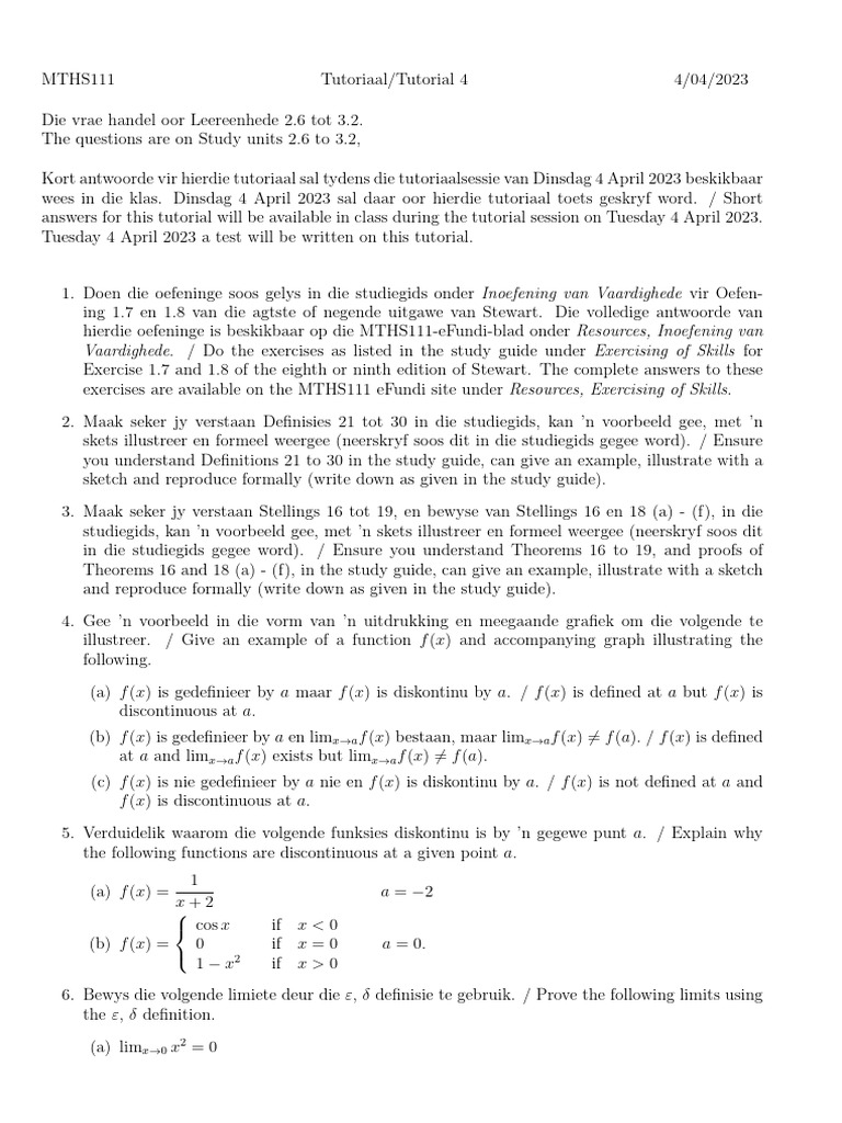 Maths Tutorial 6 | PDF