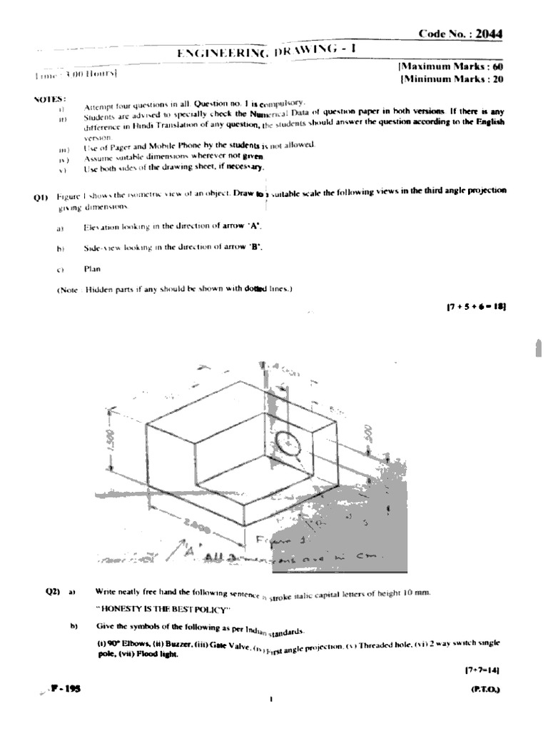 All 1 Sem Engineering Drawing 1 2044 Feb 2023 | PDF