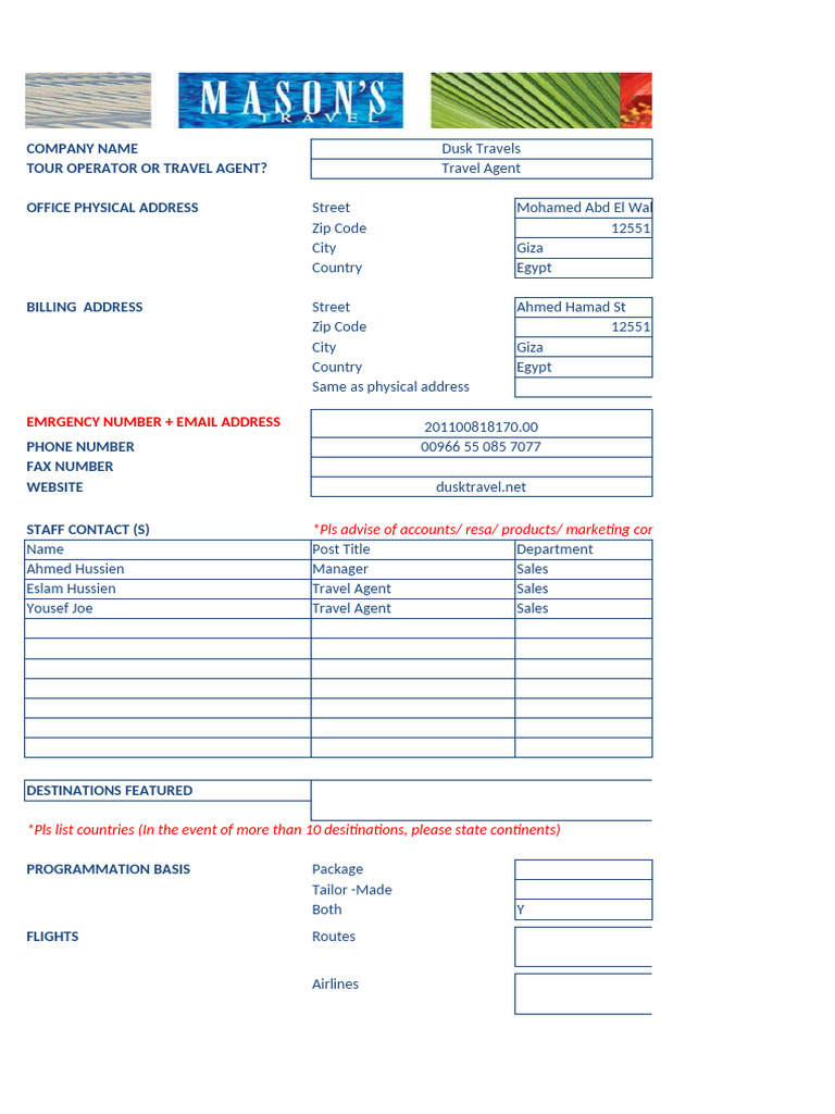 Dusk Travels Overview and Services | PDF