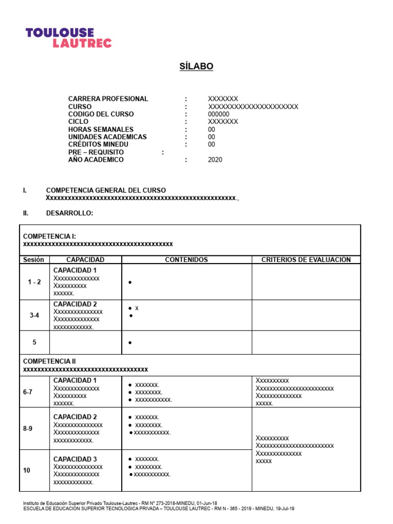 Modelo de Syllabus Curso | PDF | Comunicación humana | Cognición