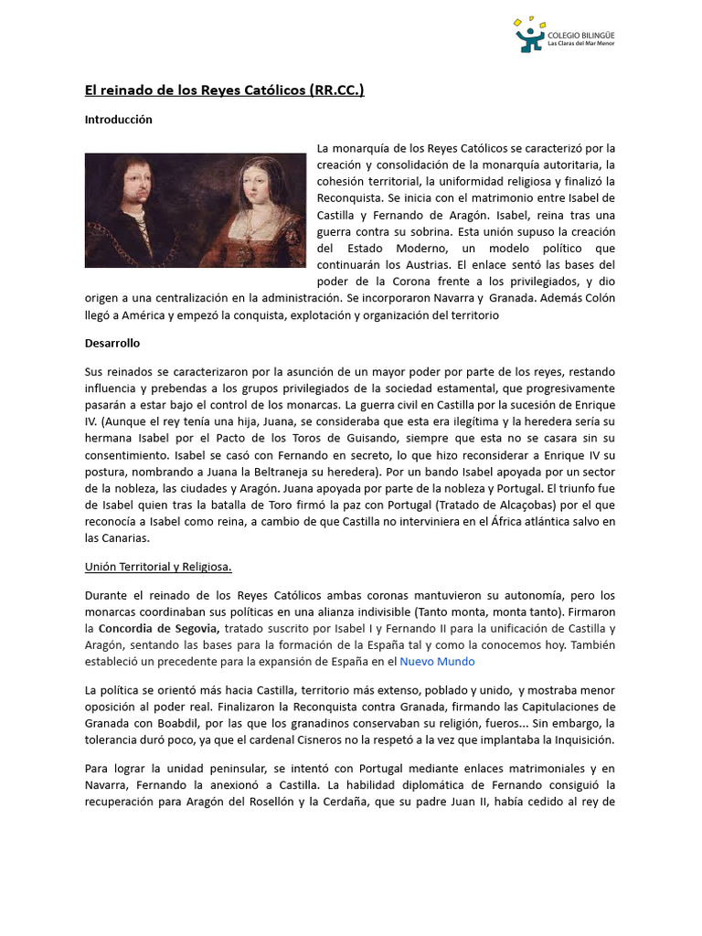 TEMA 5 Reyes Católicos 24 - 25 | PDF | Imperio español