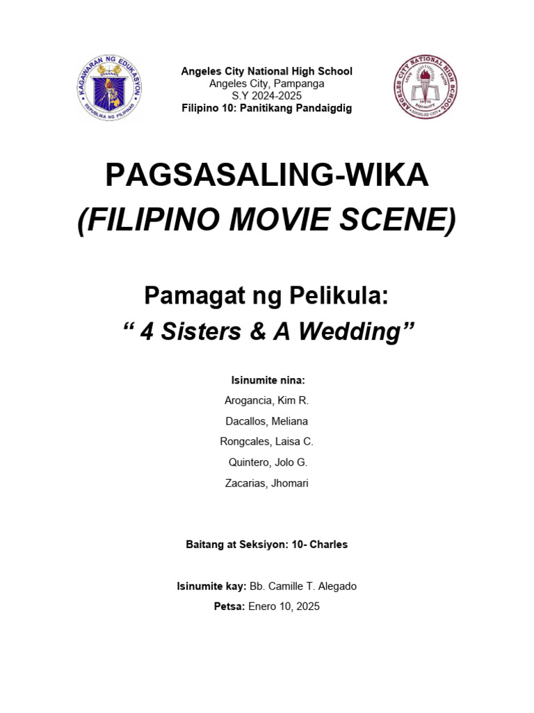 Pagsasaling Wika Gawain Movie Scene Template | PDF