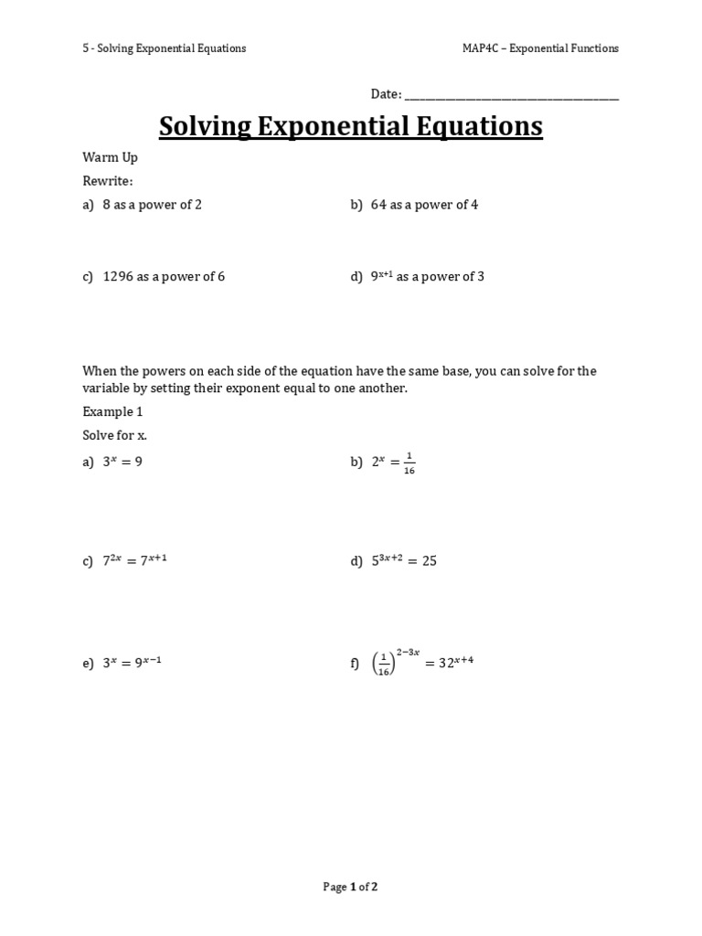 solving exponentials | PDF