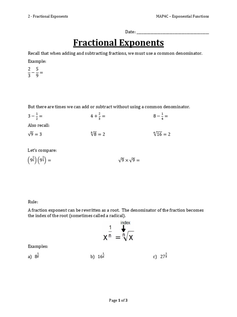 Fractional Exponents | PDF | Exponentiation | Algebra