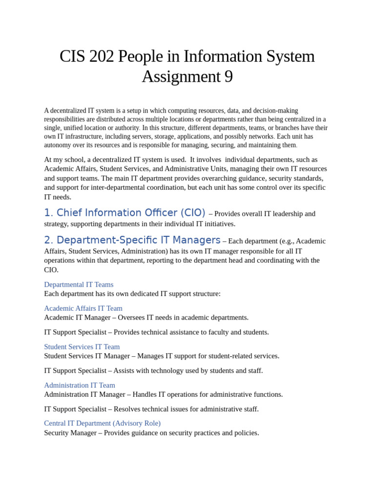 CIS 202 People in Information System | PDF | Chief Information Officer ...