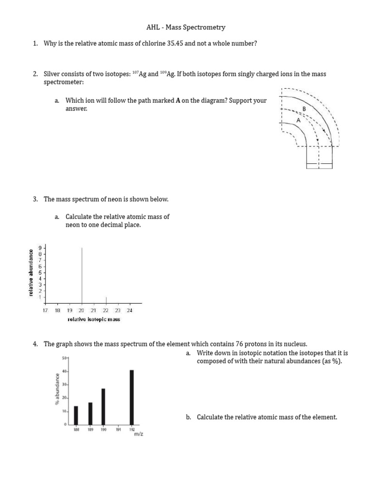 AHL - Mass Spectroscopy Practice Problems | PDF