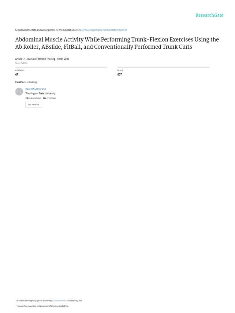 Abdominal Muscle Activity While Performing Trunk-F | PDF ...