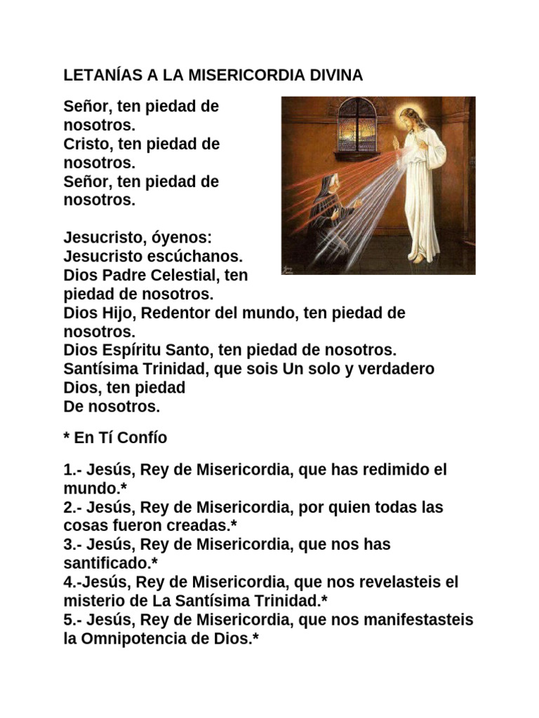 Letanías a la Misericordia Divina | PDF | eucaristía | Jesús