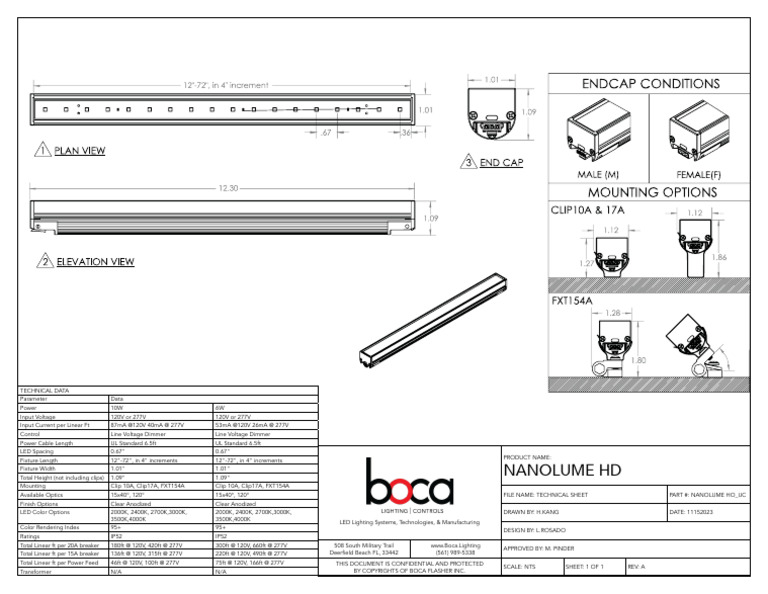 Nanolume-Hd Boca Techsheet | PDF | Electrical Engineering | Lighting