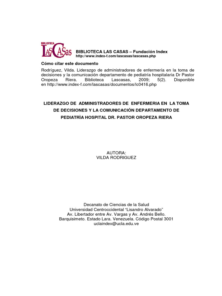 Liderazgo de Administradores de Enfermer | PDF | Liderazgo | Enfermería