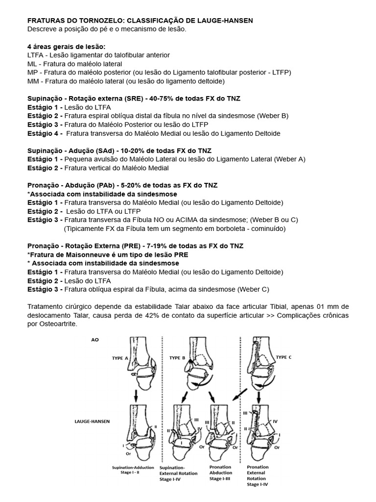 Classificação de Fraturas do Tornozelo | PDF