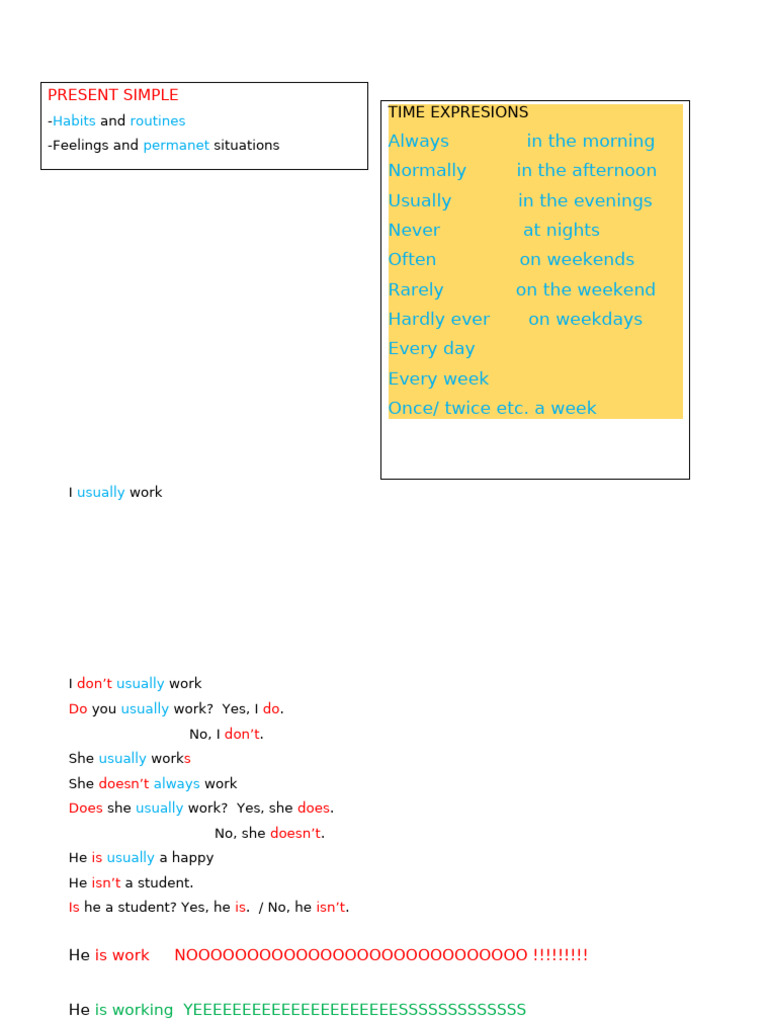 Present Simple - Continuous Key Words | PDF